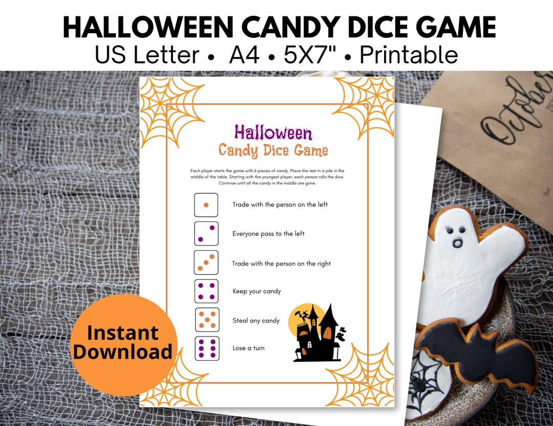 Halloween Candy Dice Game for Kids PRINTABLE, Candy Exchange Game ...