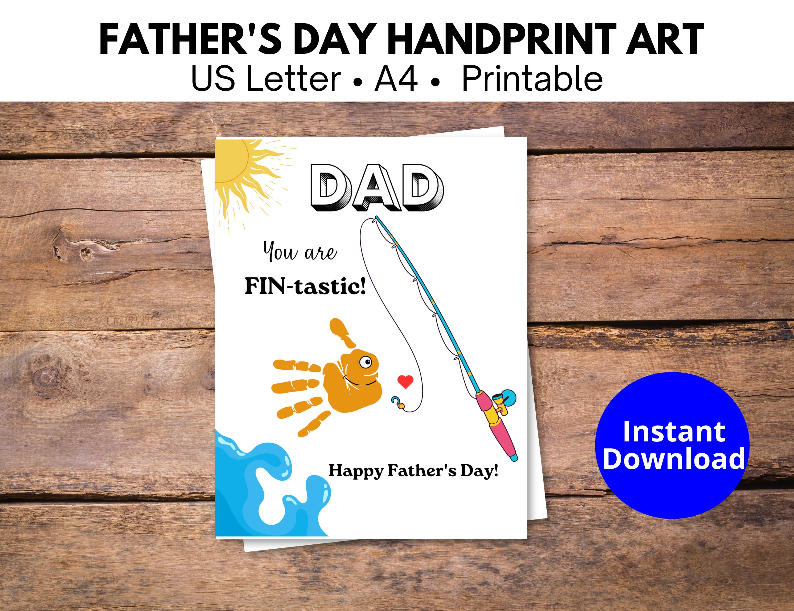 Fathers Day Handprint Art, Fishing Dad Gift, You Are Fintastic, Fathers ...
