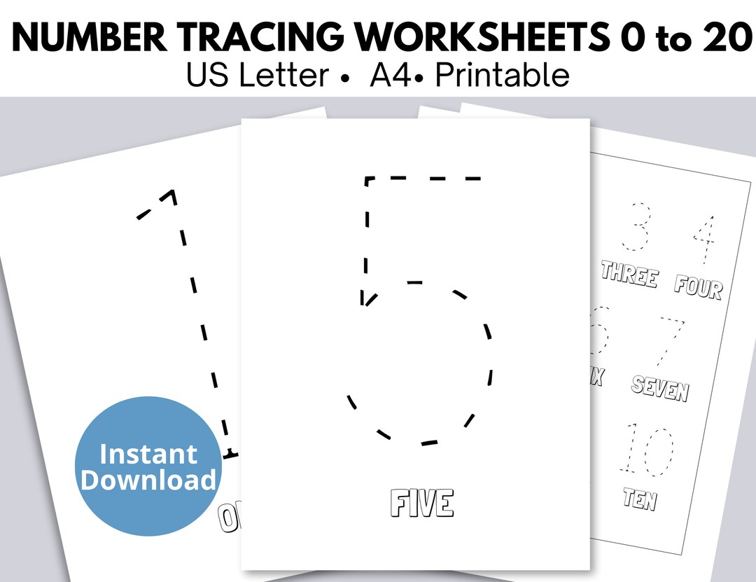 Preschool Number Tracing Worksheet, Handwriting Practice, Number ...