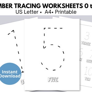 Preschool Number Tracing Worksheet, Handwriting Practice, Number ...