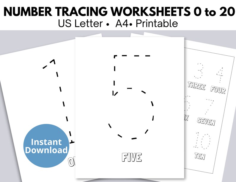 Preschool Number Tracing Worksheet, Handwriting Practice, Number ...