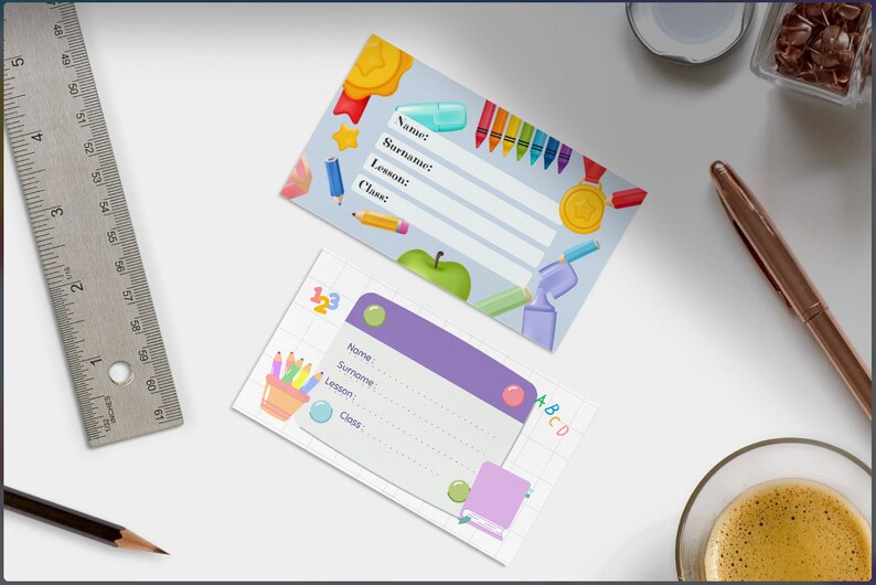 Printable School Tags | Back to School | Name, Surname, Lesson and ...