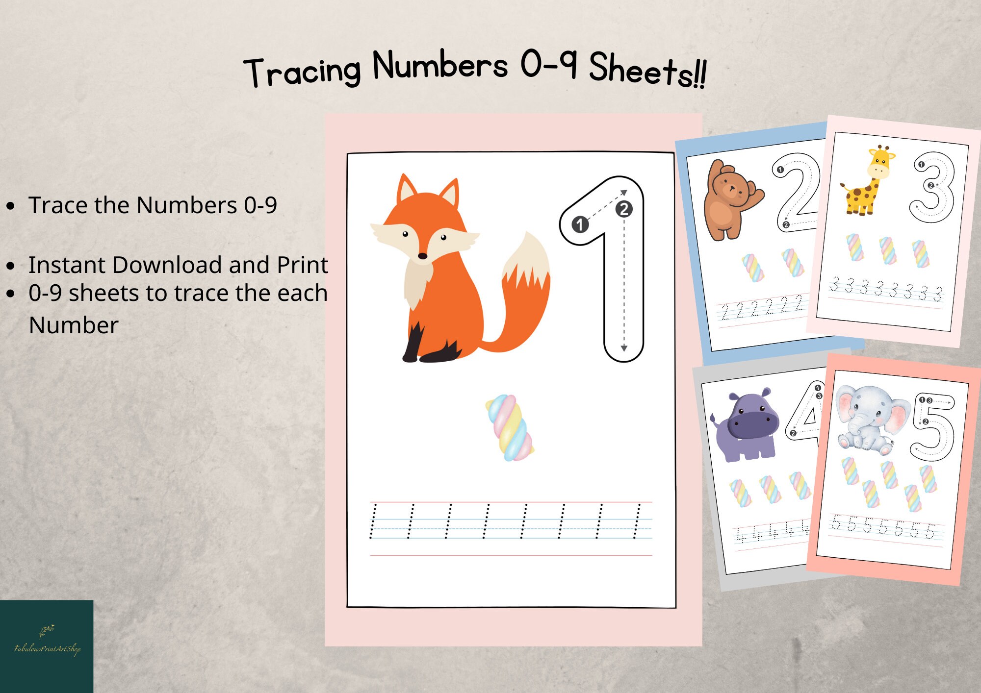 10 Printable Animated Trace the Numbers 0 to 9 Sheets | Preschool ...