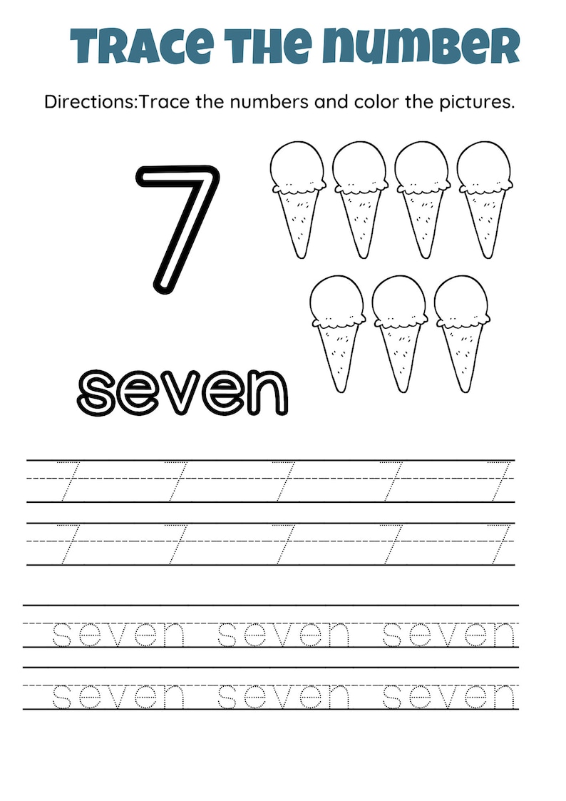 10 Printable Animated Trace the Numbers 1-10 Sheets Colour the Pictures ...