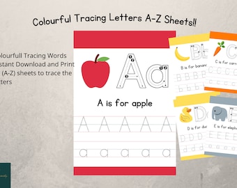 26 Printable Upper & Lowercase Alphabet Letters Preschool Kindergarten ...