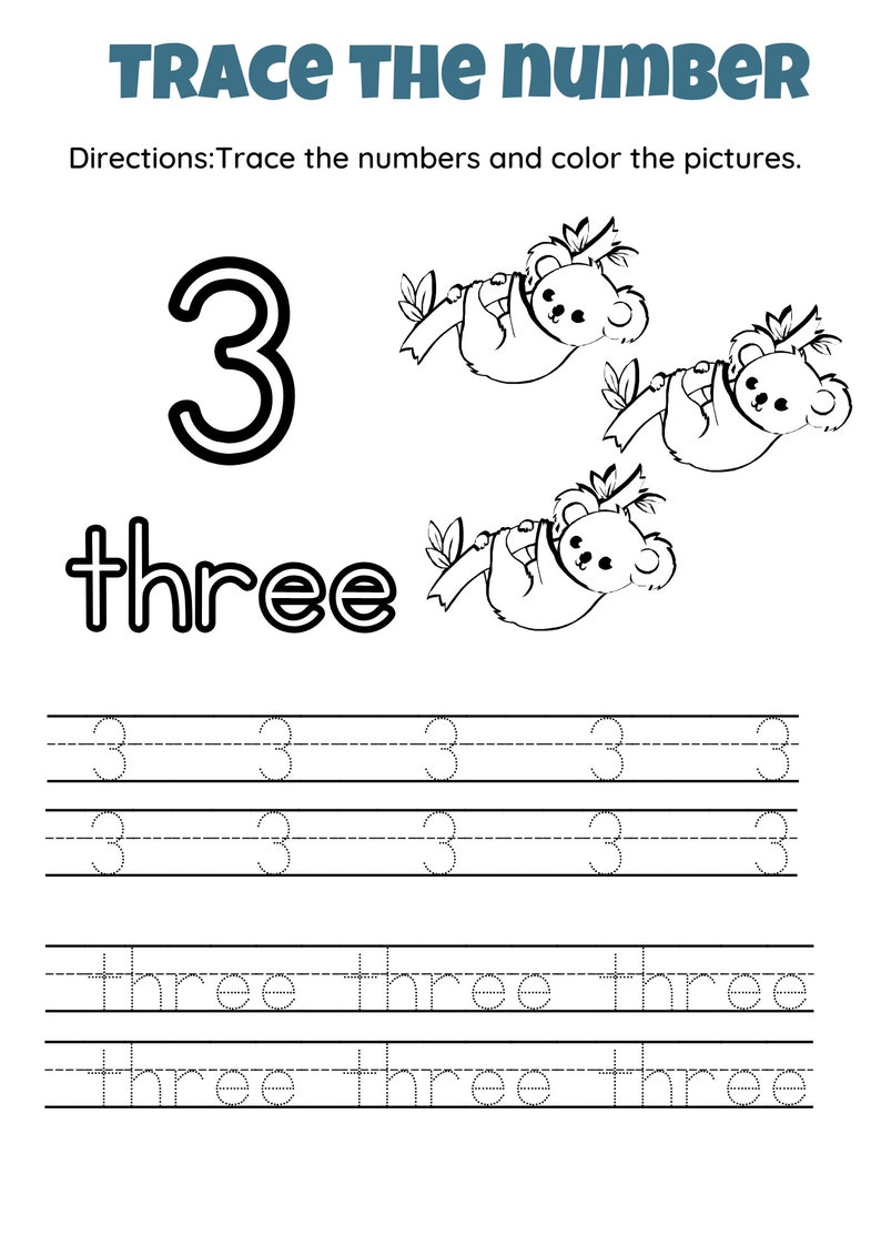 10 Printable Animated Trace the Numbers 1-10 Sheets | Colour the ...