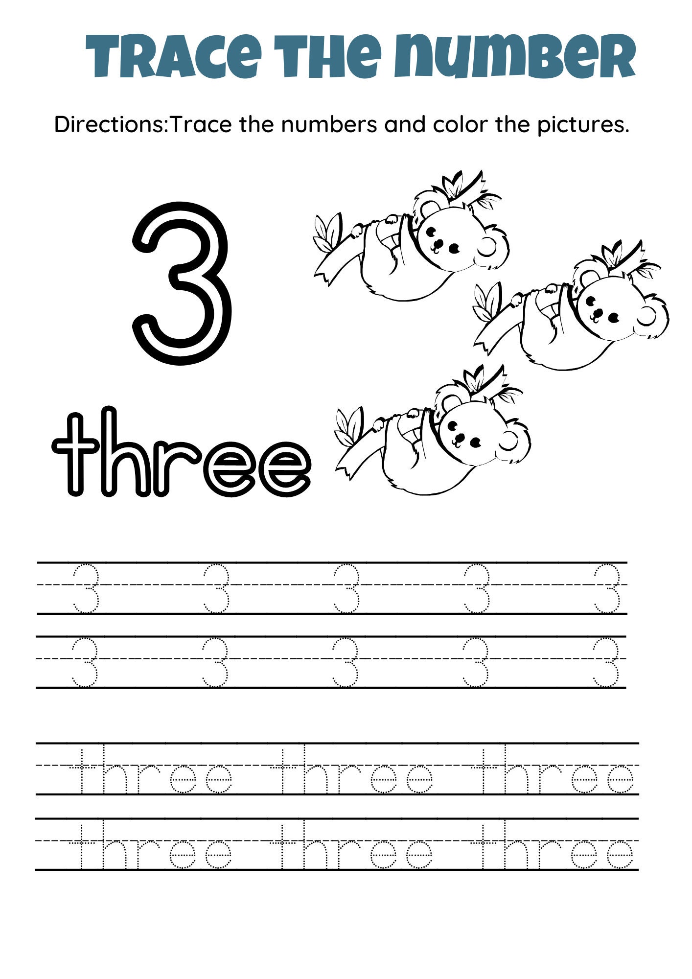 10 Printable Animated Trace the Numbers 1-10 Sheets | Colour the ...