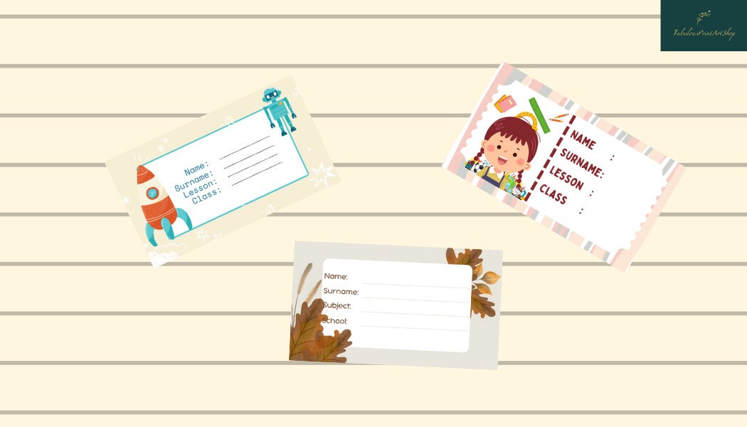 Printable School Tags | Back to School | Name, Surname, Lesson and ...