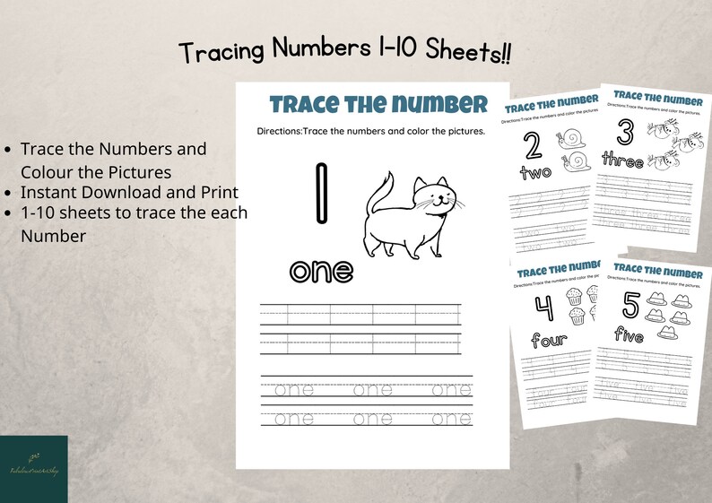 10 Printable Animated Trace the Numbers 1-10 Sheets | Colour the ...