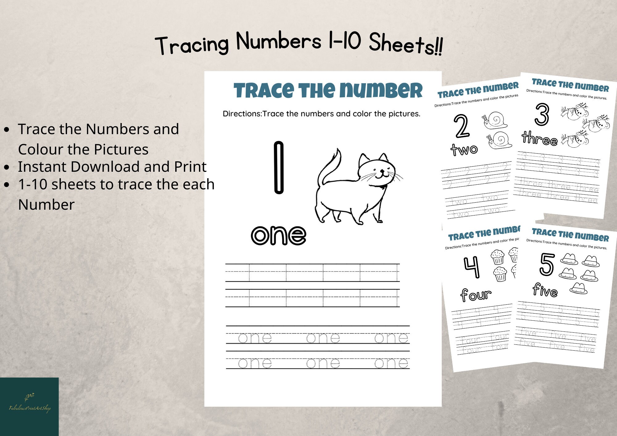 10 Printable Animated Trace the Numbers 1-10 Sheets Colour - Etsy Hong Kong
