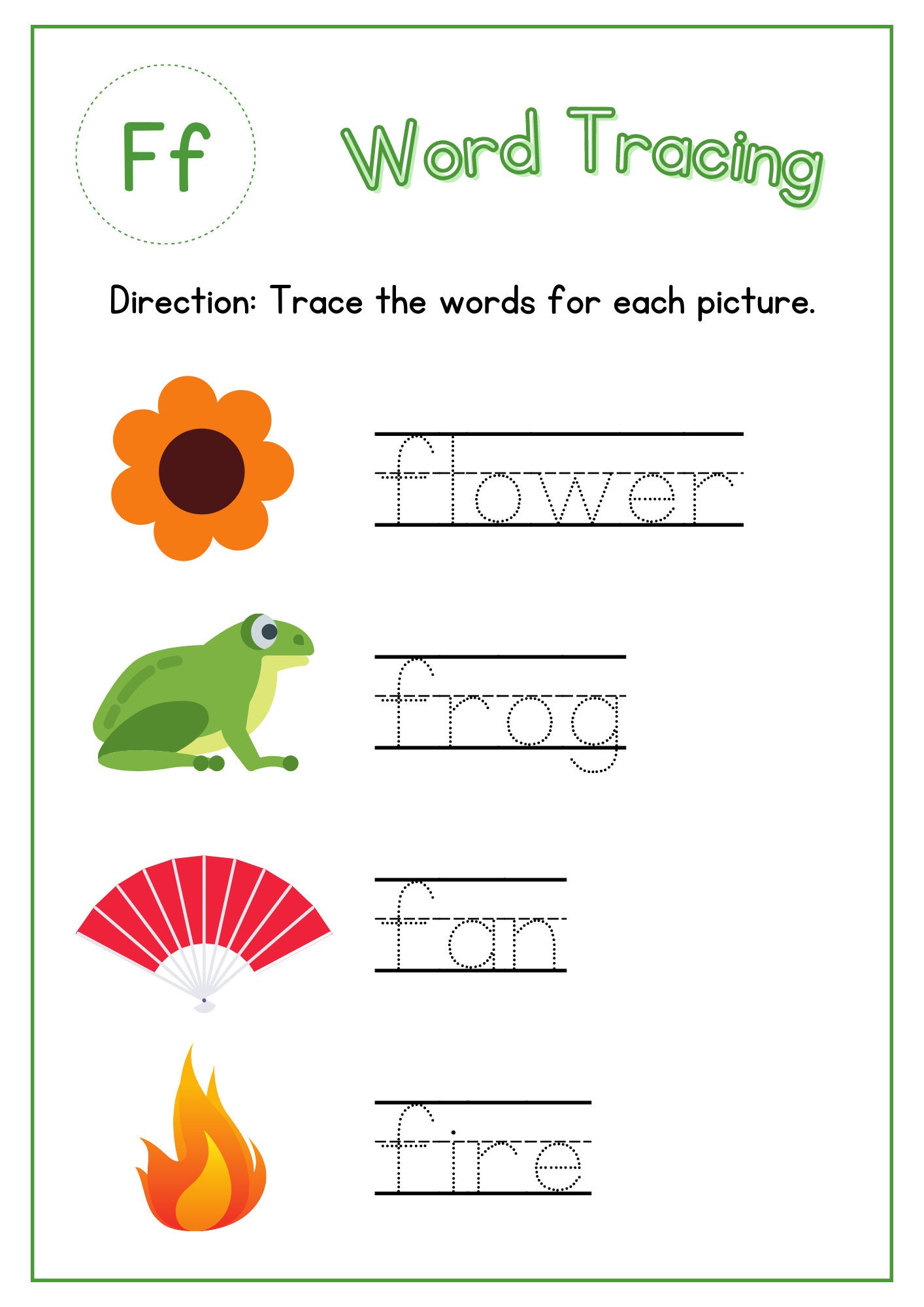 26 Printable Tracing Words Sheets | Colorful Illustrative A to Z Word ...