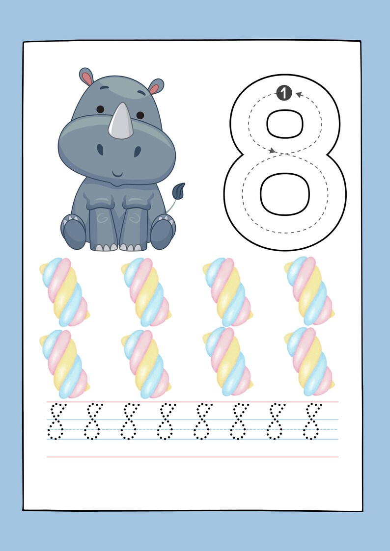 10 Printable Animated Trace the Numbers 0 to 9 Sheets | Preschool ...