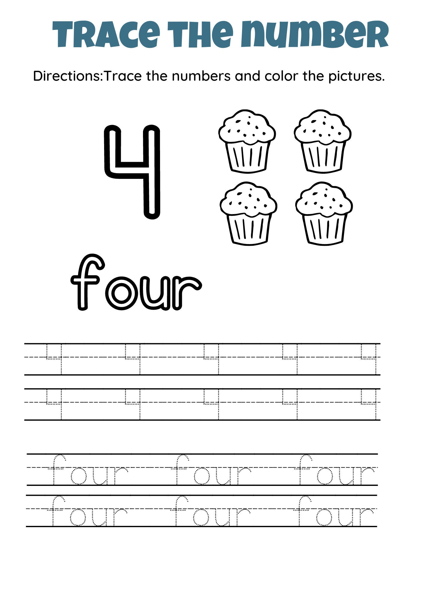 10 Printable Animated Trace the Numbers 1-10 Sheets Colour the Pictures ...