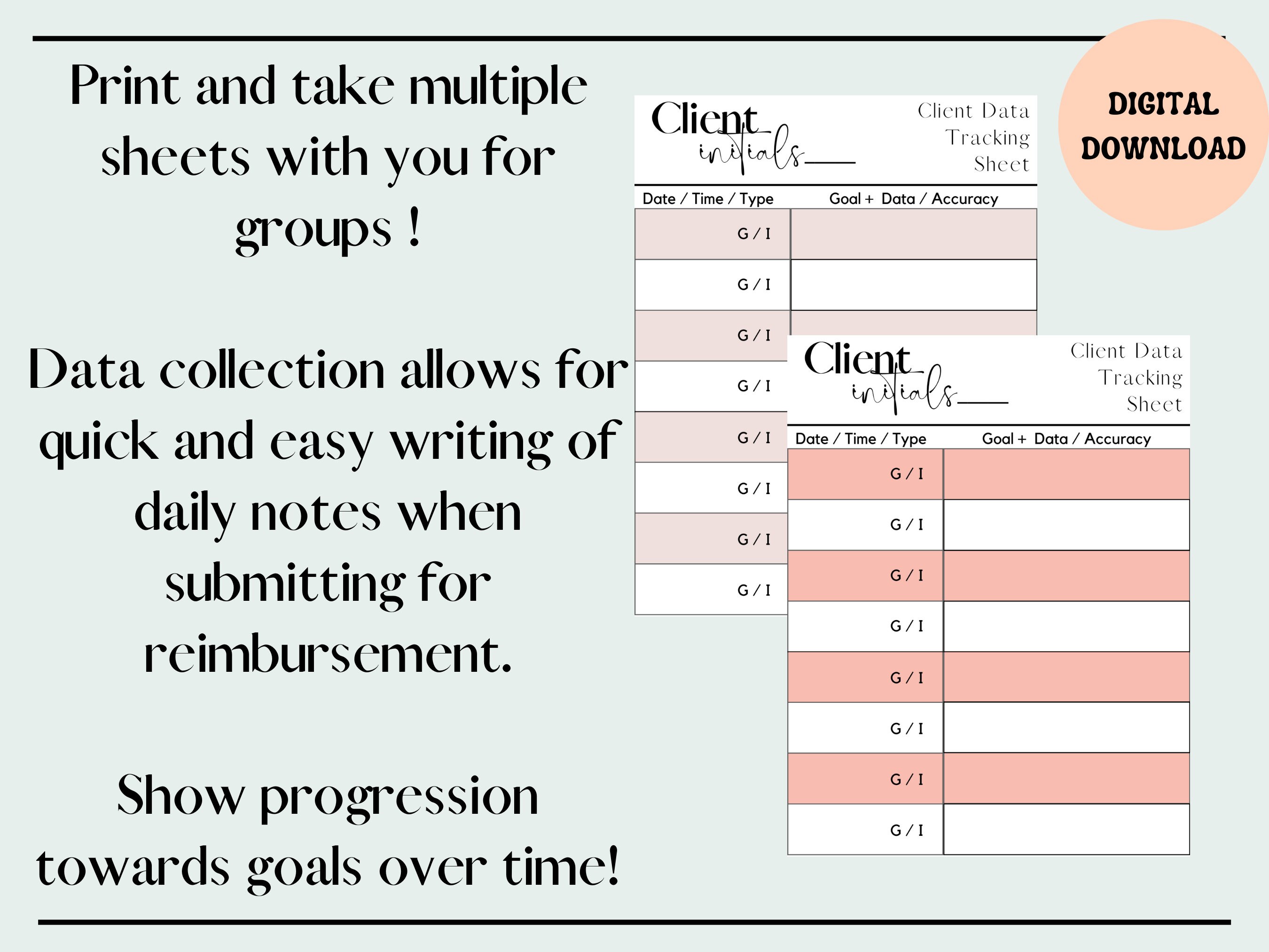 Client Data Sheet // Data Tracking Sheet // Allied Health // SLP, OT ...