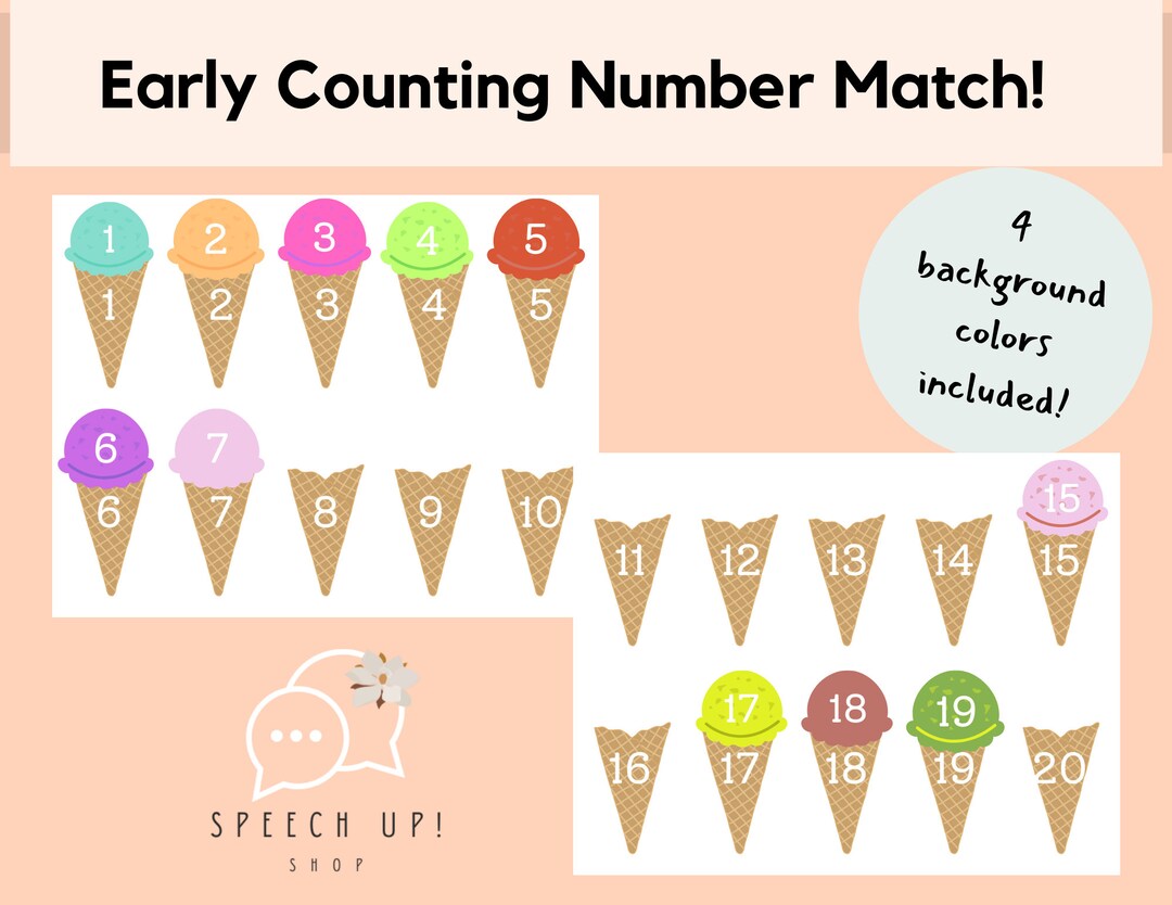 Ice Cream Themed, Number Matching, Numbers 1-20, Early Counting // Busy ...
