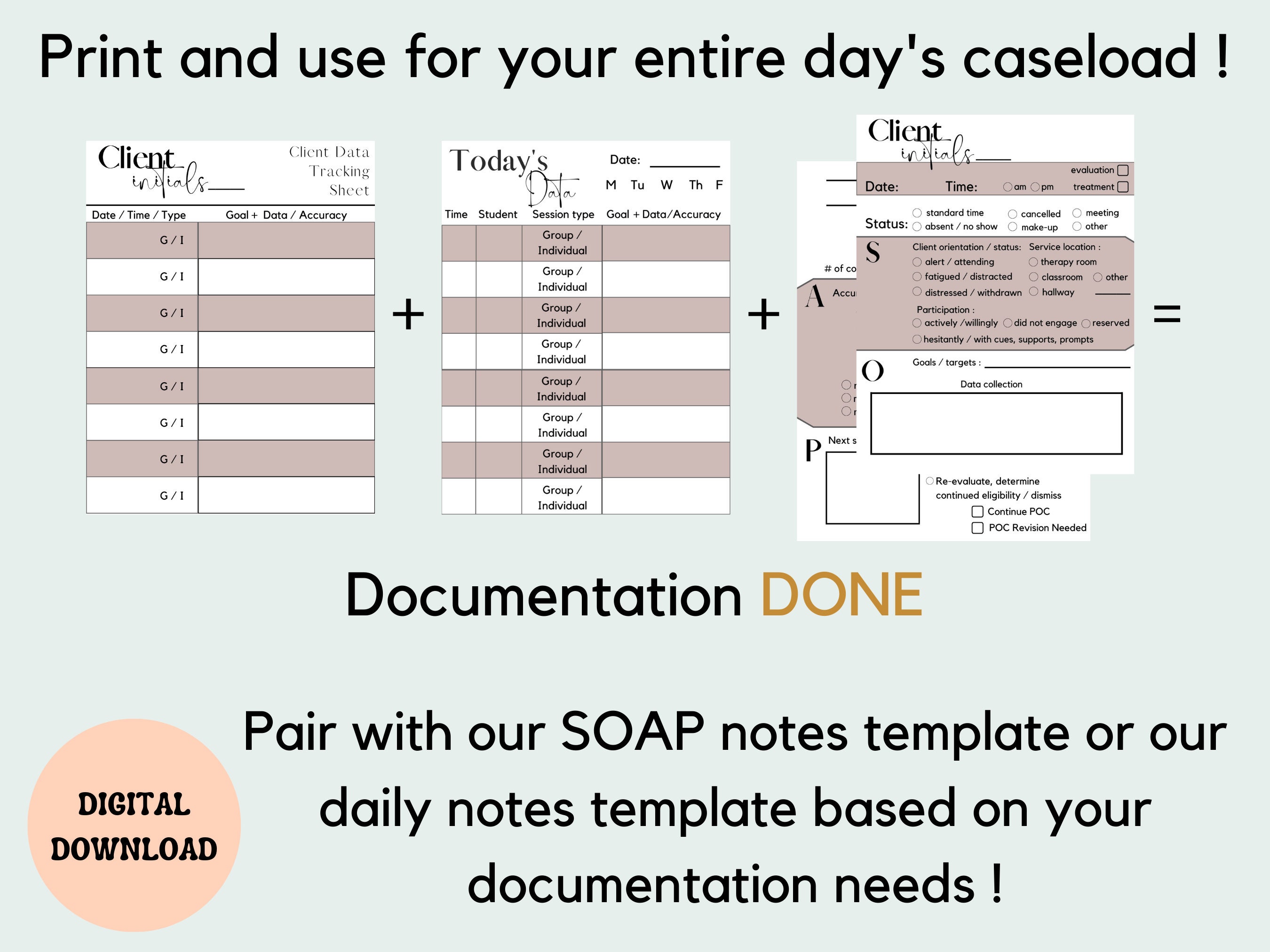 Client Data Sheet // Data Tracking Sheet // Allied Health // SLP, OT ...