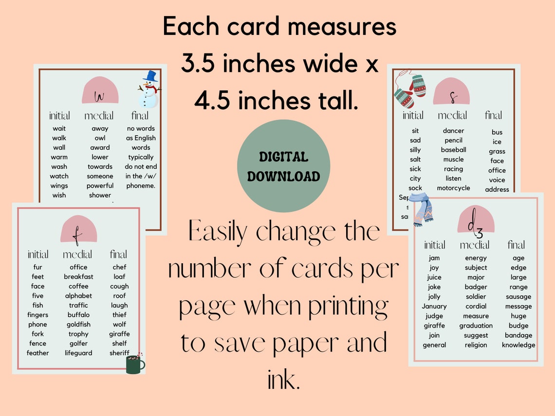 Speech Therapy Articulation Deck, Articulation Cards // Winter Theme ...