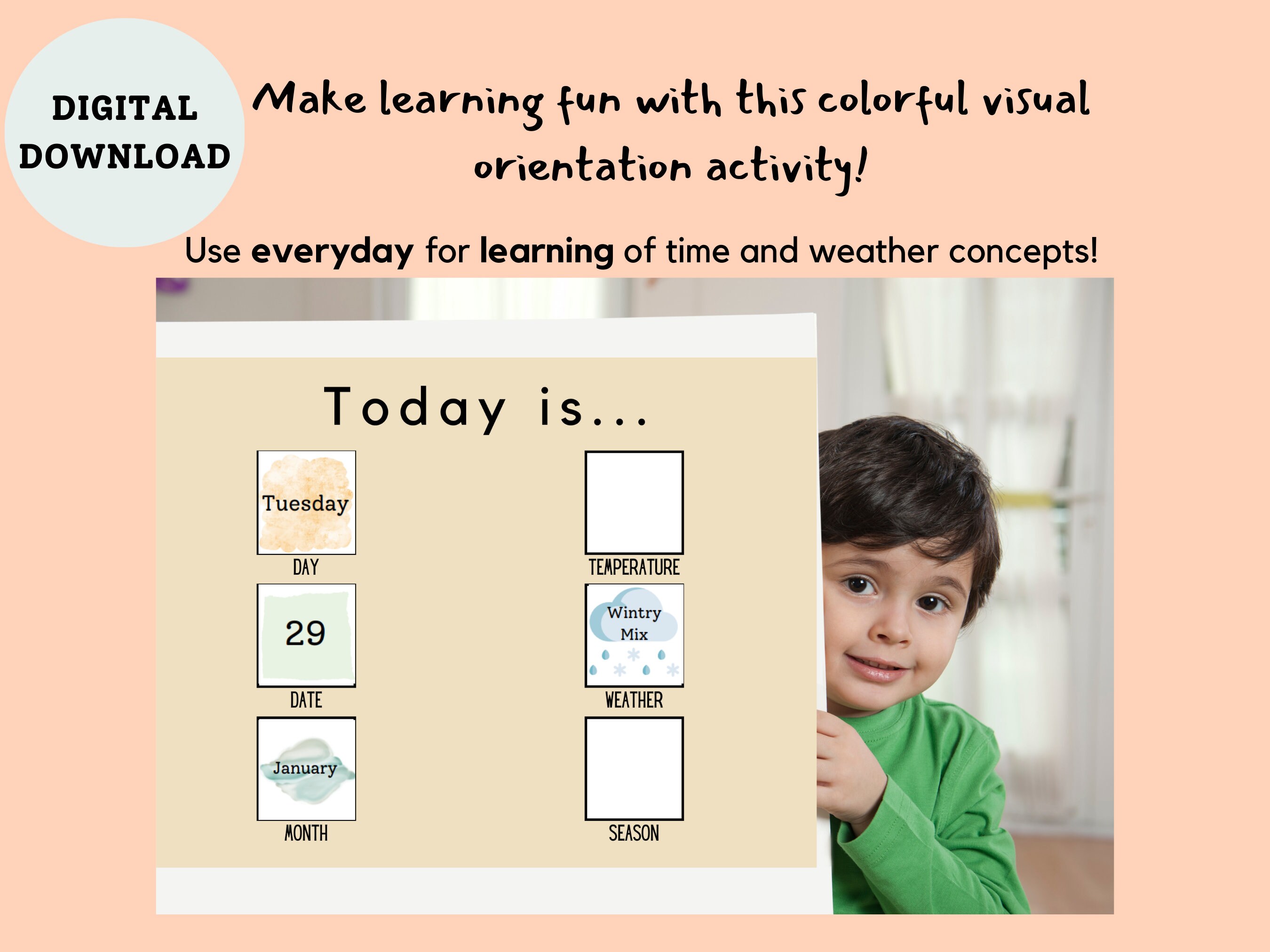 Morning Calendar, Visual Schedule, Weather Chart & Seasons // Preschool ...