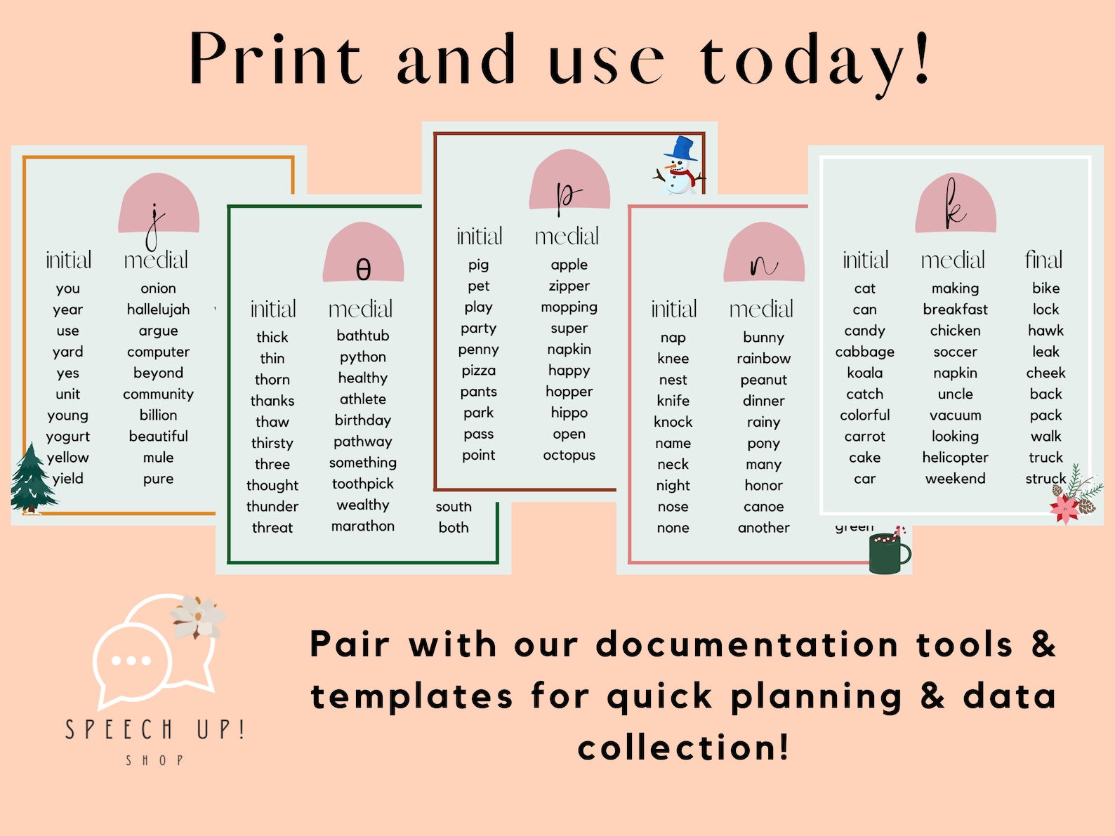 Speech Therapy Articulation Deck, Articulation Cards // Winter Theme ...