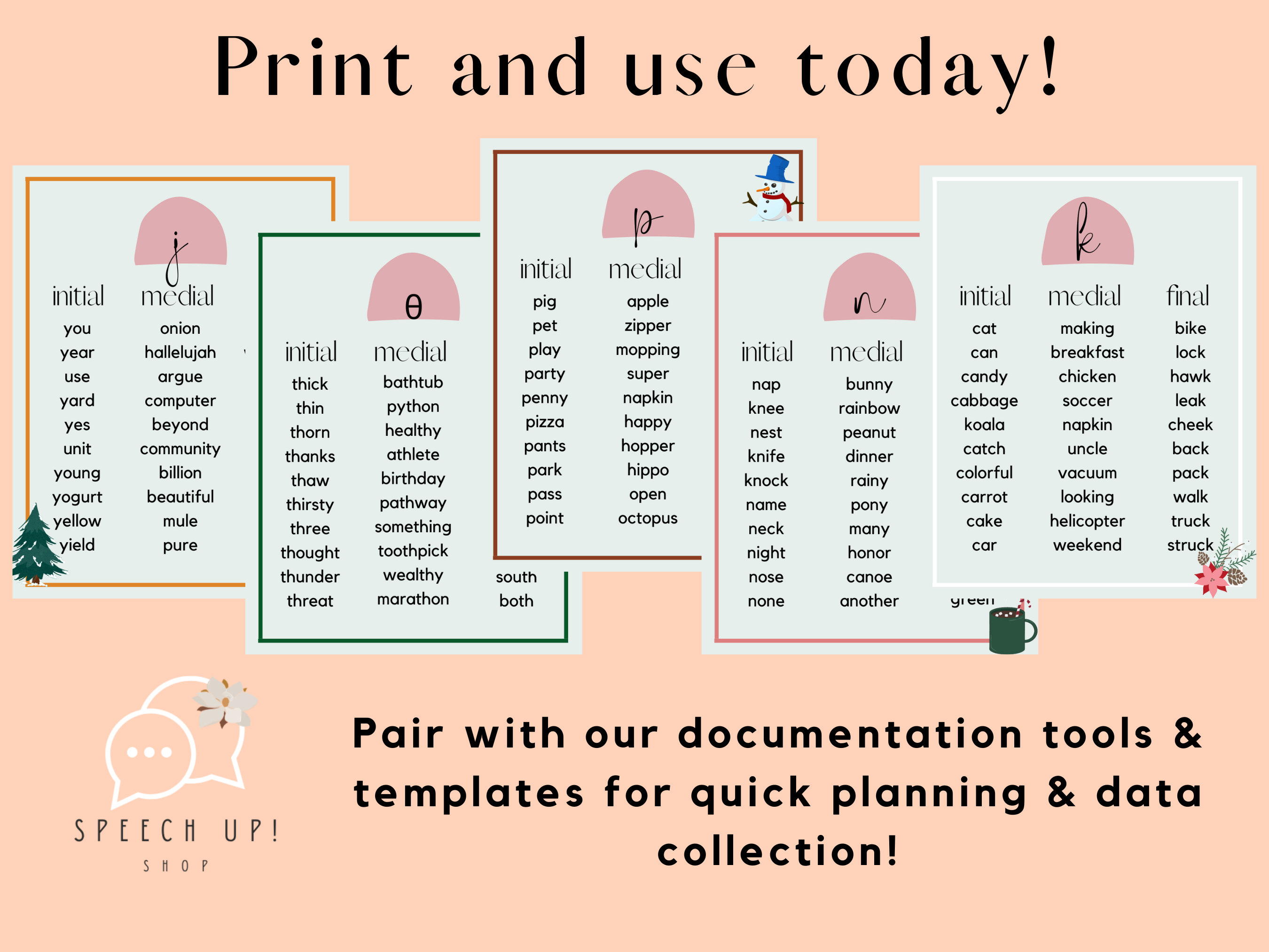 Speech Therapy Articulation Deck, Articulation Cards // Winter Theme ...