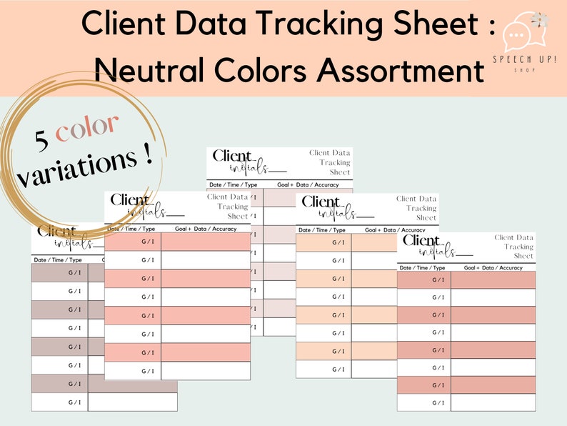 Client Data Sheet // Data Tracking Sheet // Allied Health // SLP, OT ...