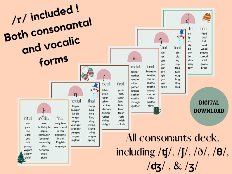 Speech Therapy Articulation Deck, Articulation Cards // Winter Theme ...