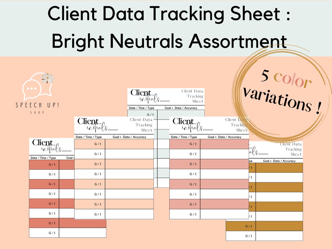 Client Data Sheet // Data Tracking Sheet // Progress Monitoring ...