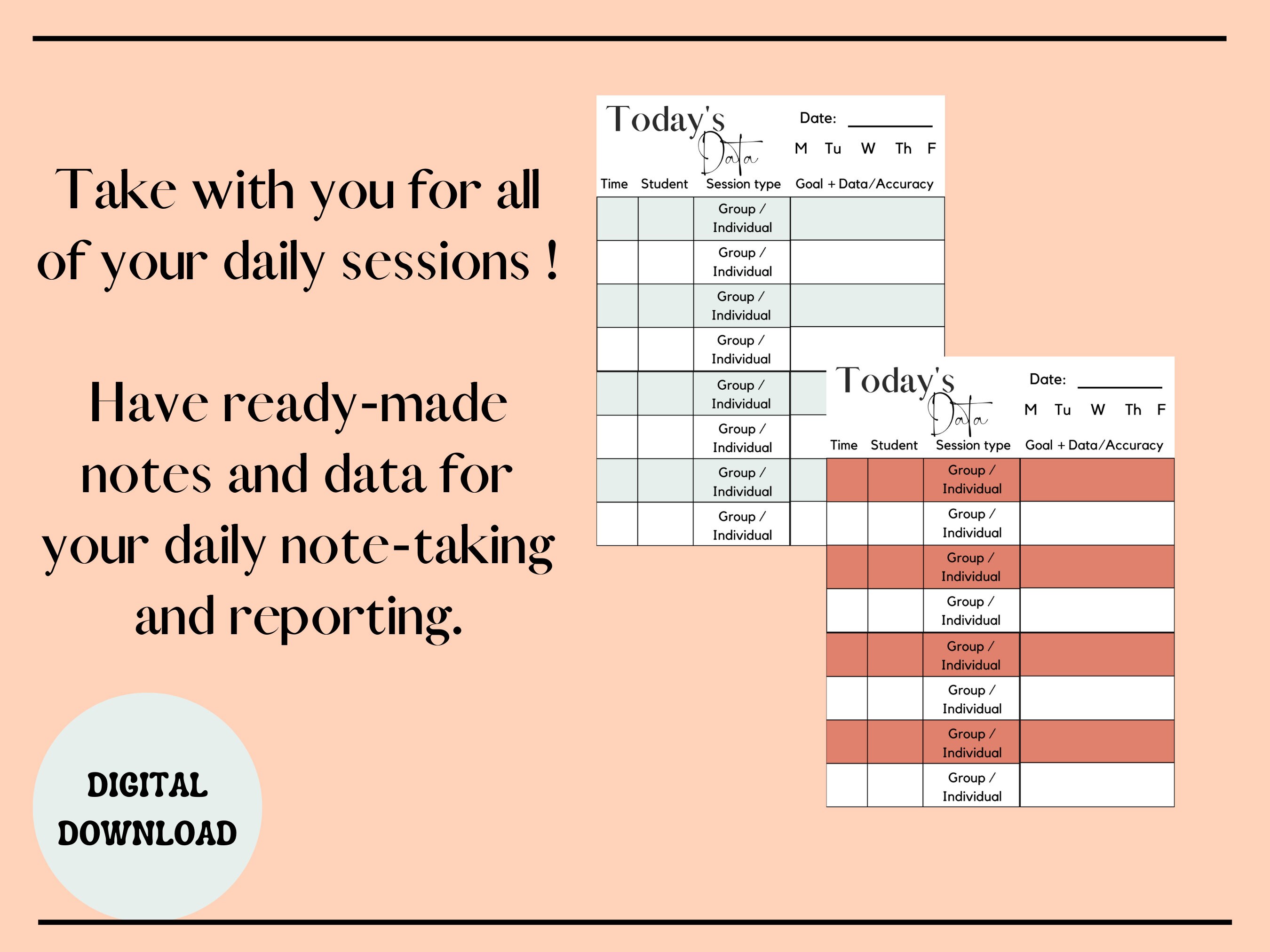 Daily Documentation // SLP, OT, PT, Allied Health // Therapy Notes ...