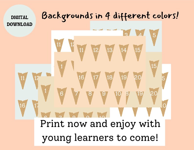 Ice Cream Themed Number Matching Numbers 1-20 Early - Etsy