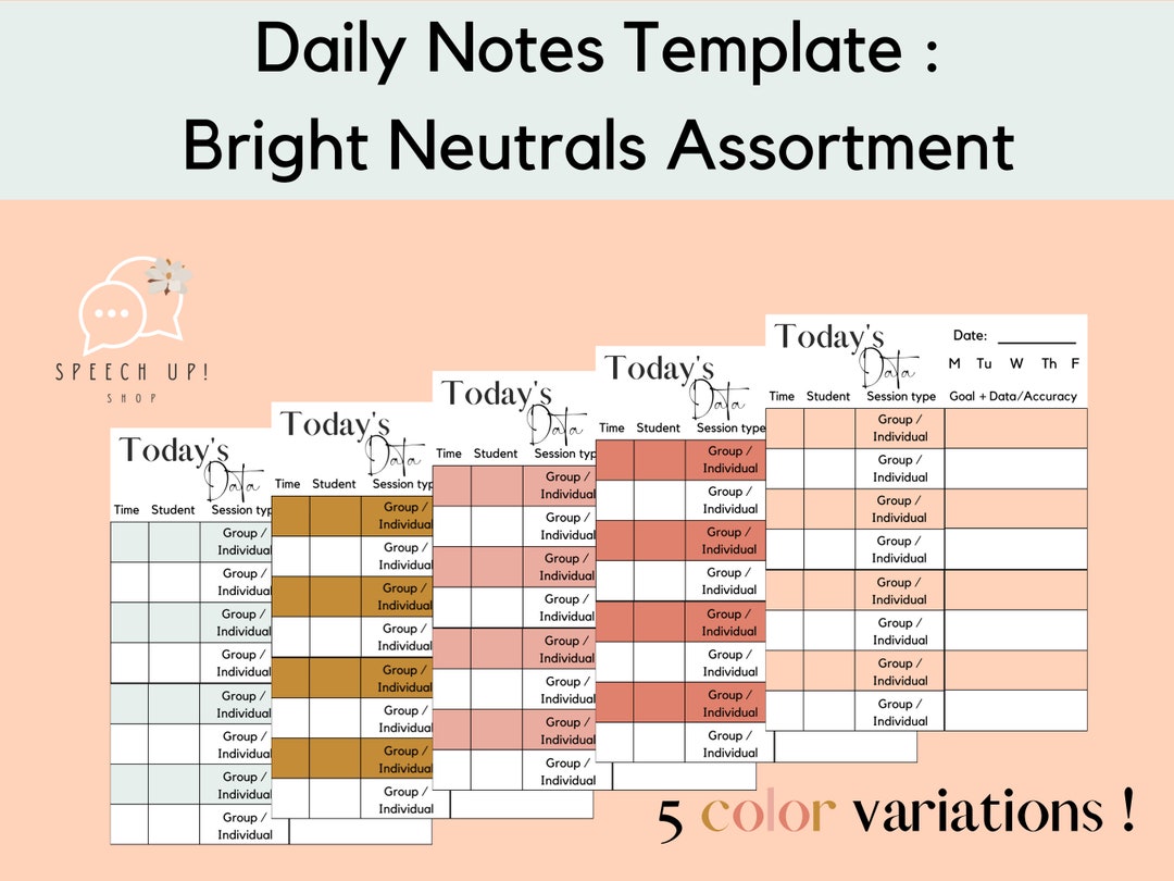 Daily Documentation // SLP, OT, PT, Allied Health // Therapy Notes ...