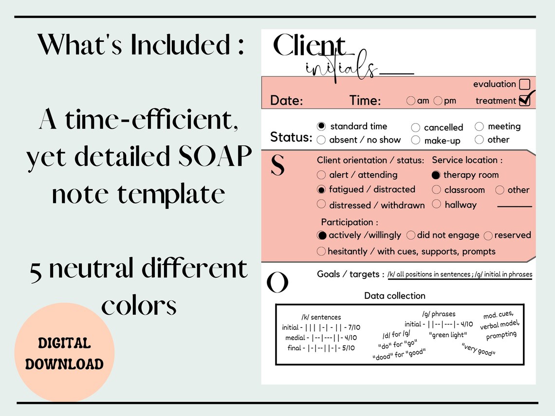 SOAP Notes Template // Therapist Documentation Template // - Etsy