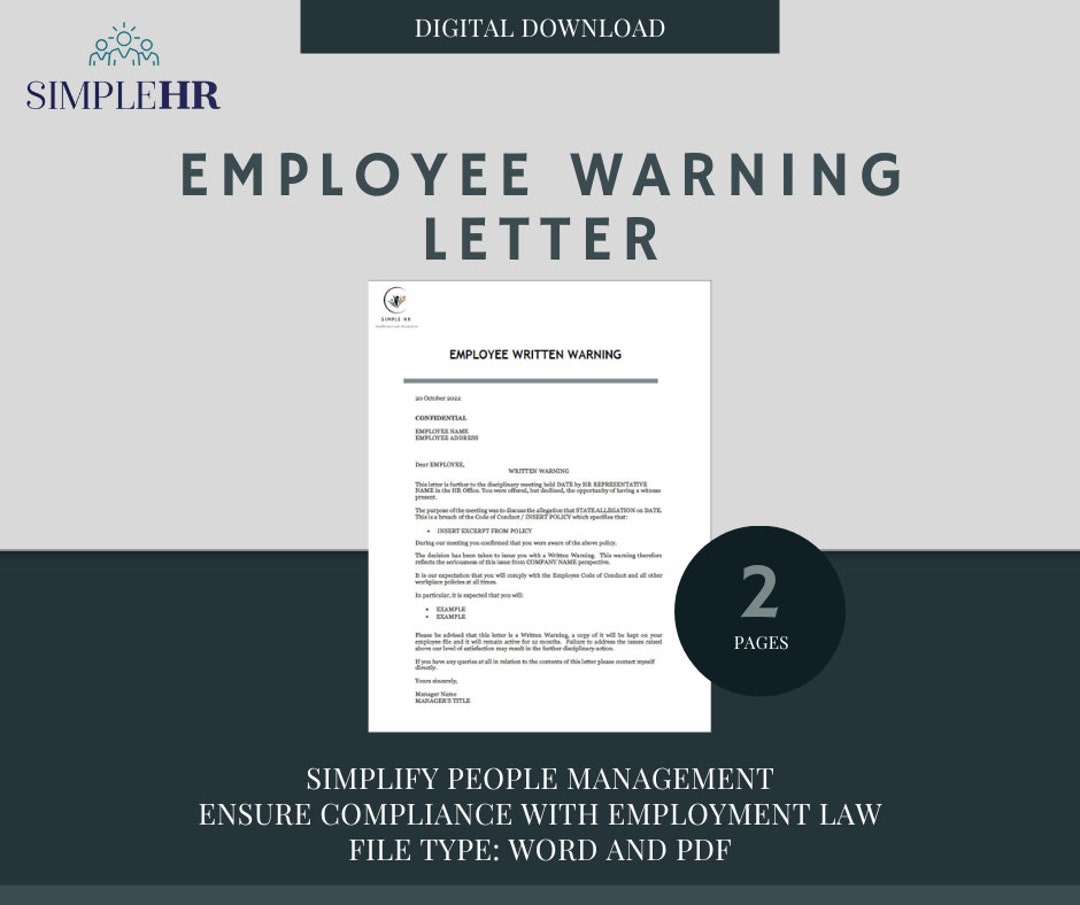 Employee Warning Letter | Employee Write up | Employee Performance ...