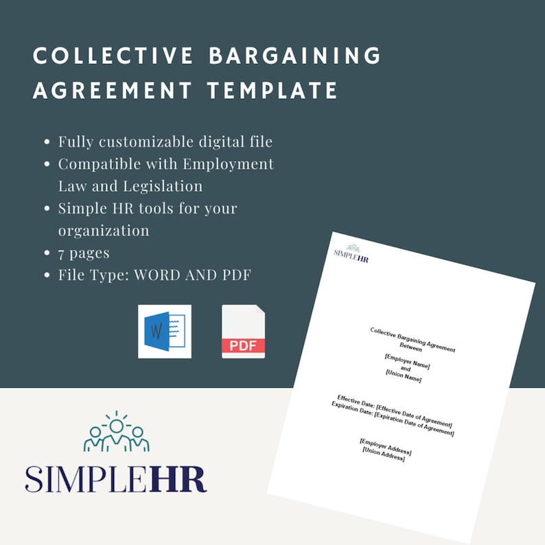 Collective Bargaining Agreement Template | Labour Relations| Employment ...