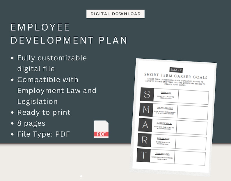 Employee SMART Goals Development Plan: HR Templates (digital Download ...