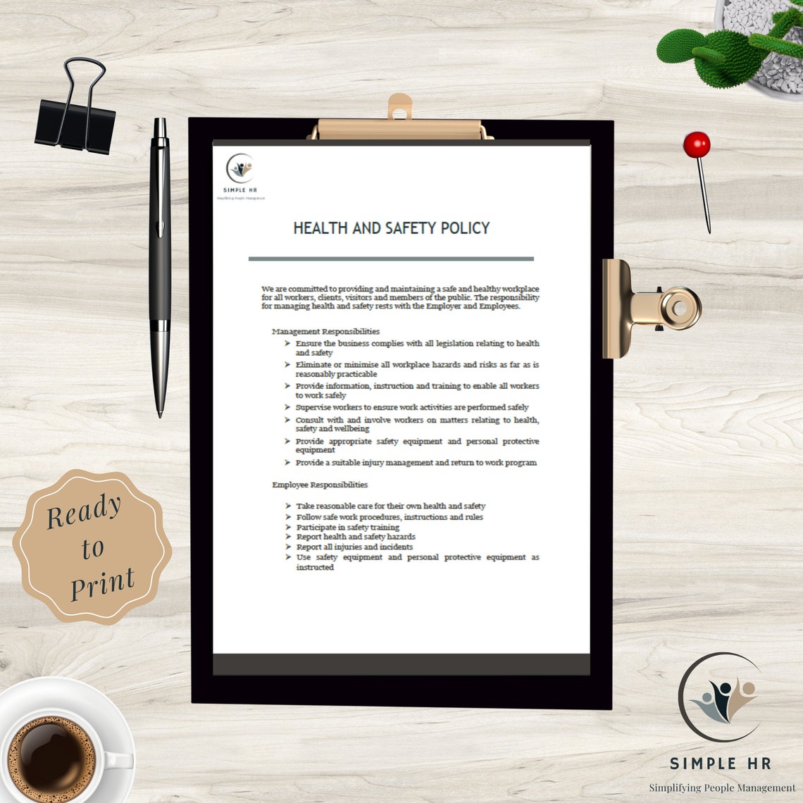 Health and Safety Policy Template Human Resources HR Tools and ...