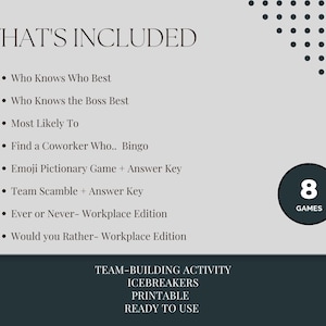 Work Party Games Printable: 8-in-1 Team Building Icebreakers (PDF) - Etsy