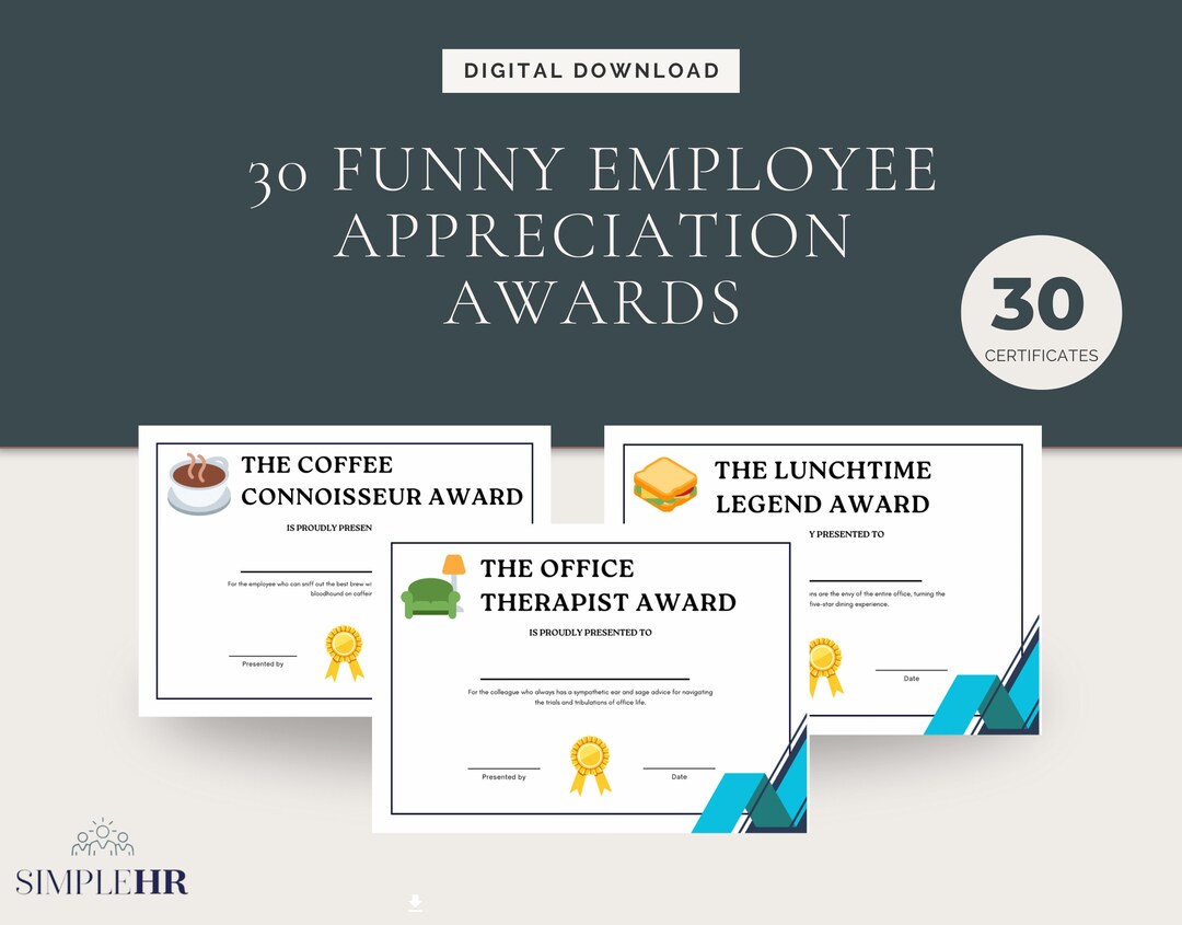 Funny Employee Appreciation Award Certificates | Boost Morale| Connect ...