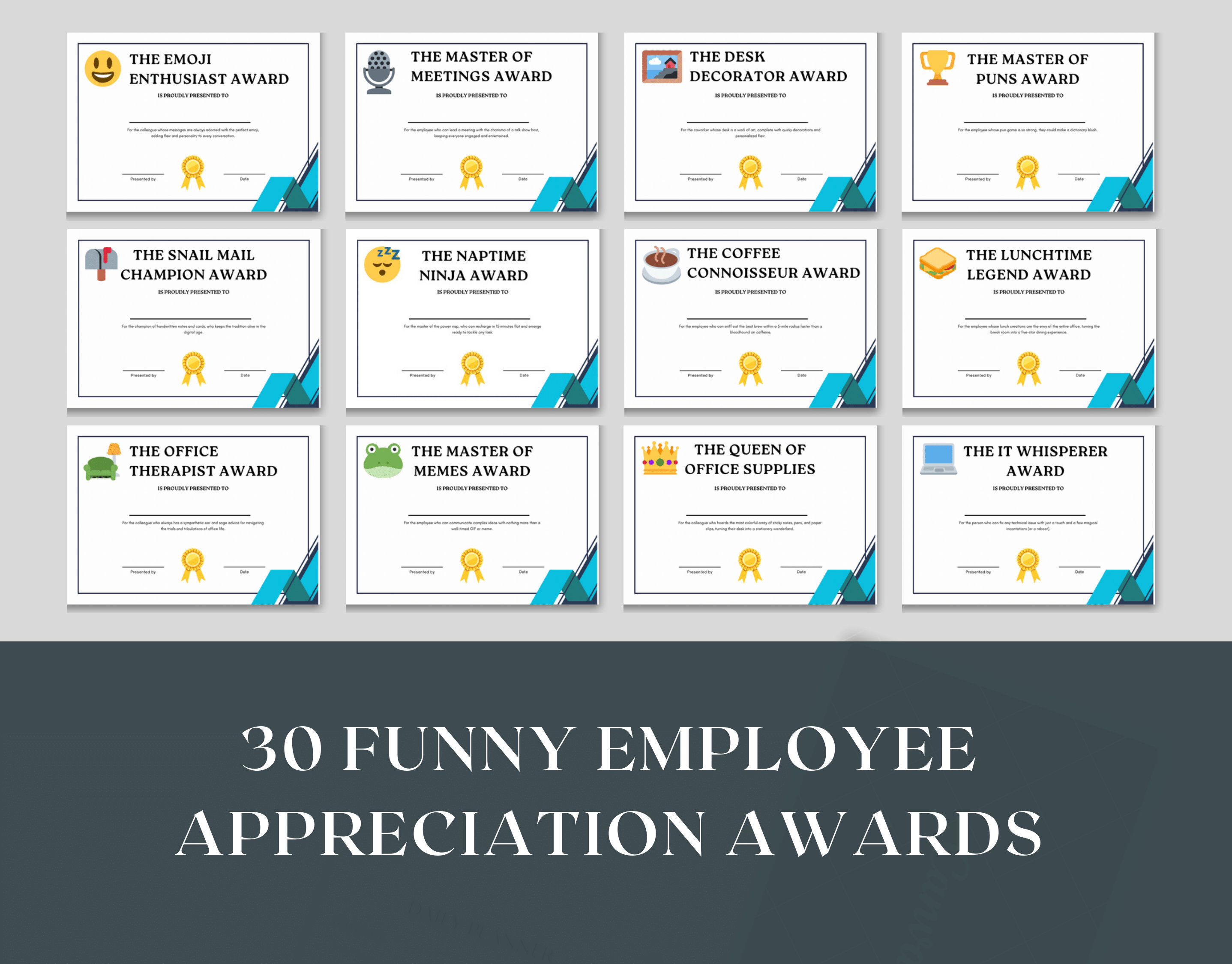 Funny Employee Appreciation Award Certificates: 30 Witty Awards ...