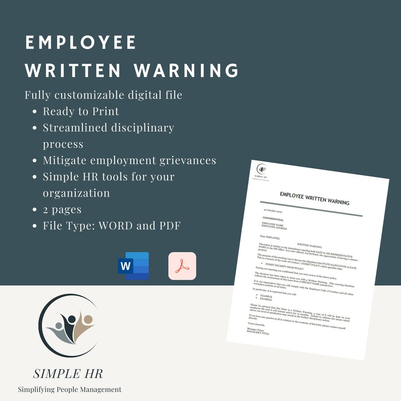 Employee Warning Letter | Employee Write up | Employee Performance ...