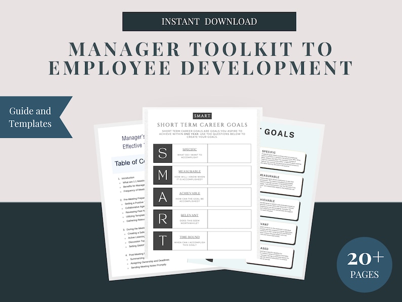 Manager Toolkit| Printable Guide| 121 Meeting Template| Employee SMART ...