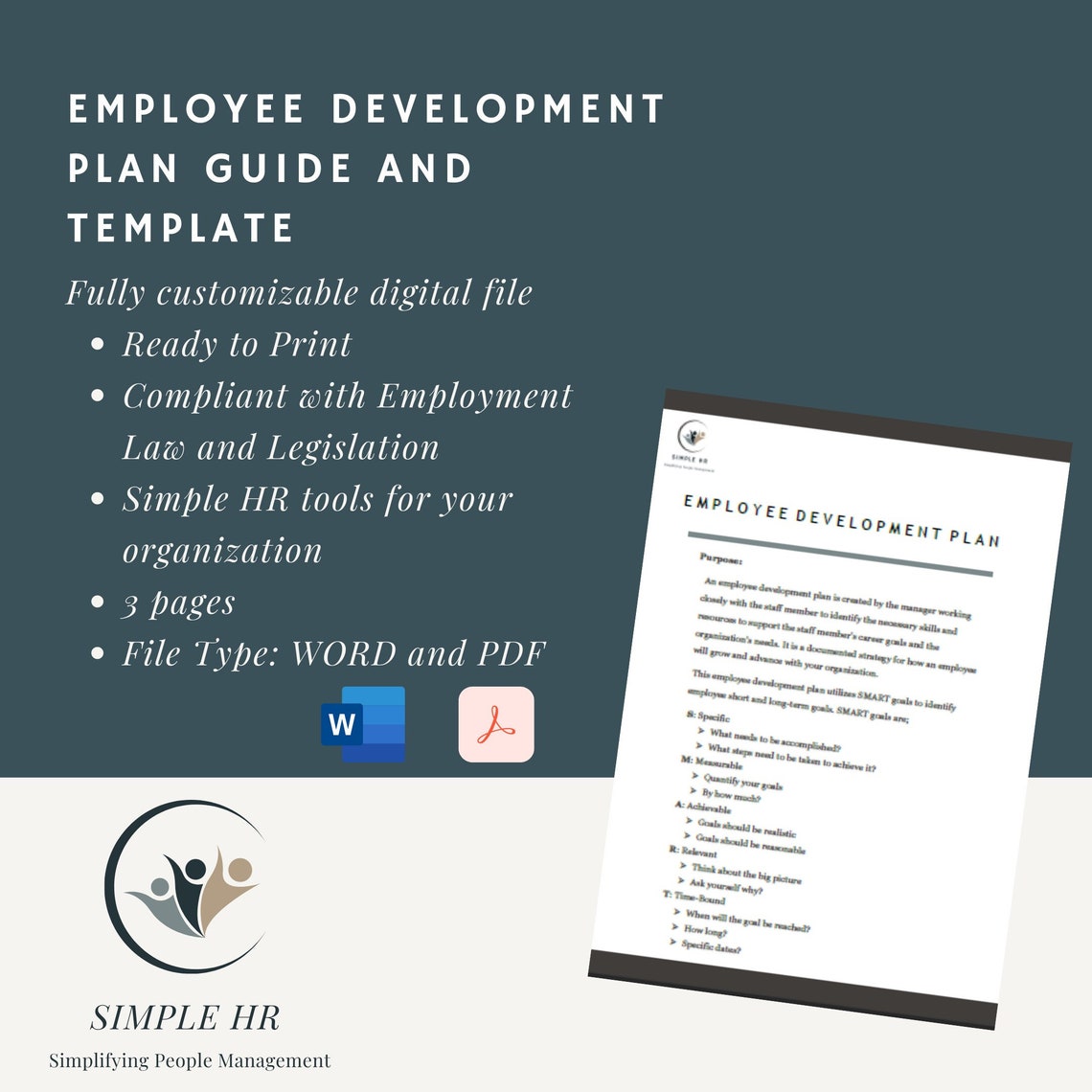 Employee SMART Goals Development Plan Guide and Template - Etsy Canada