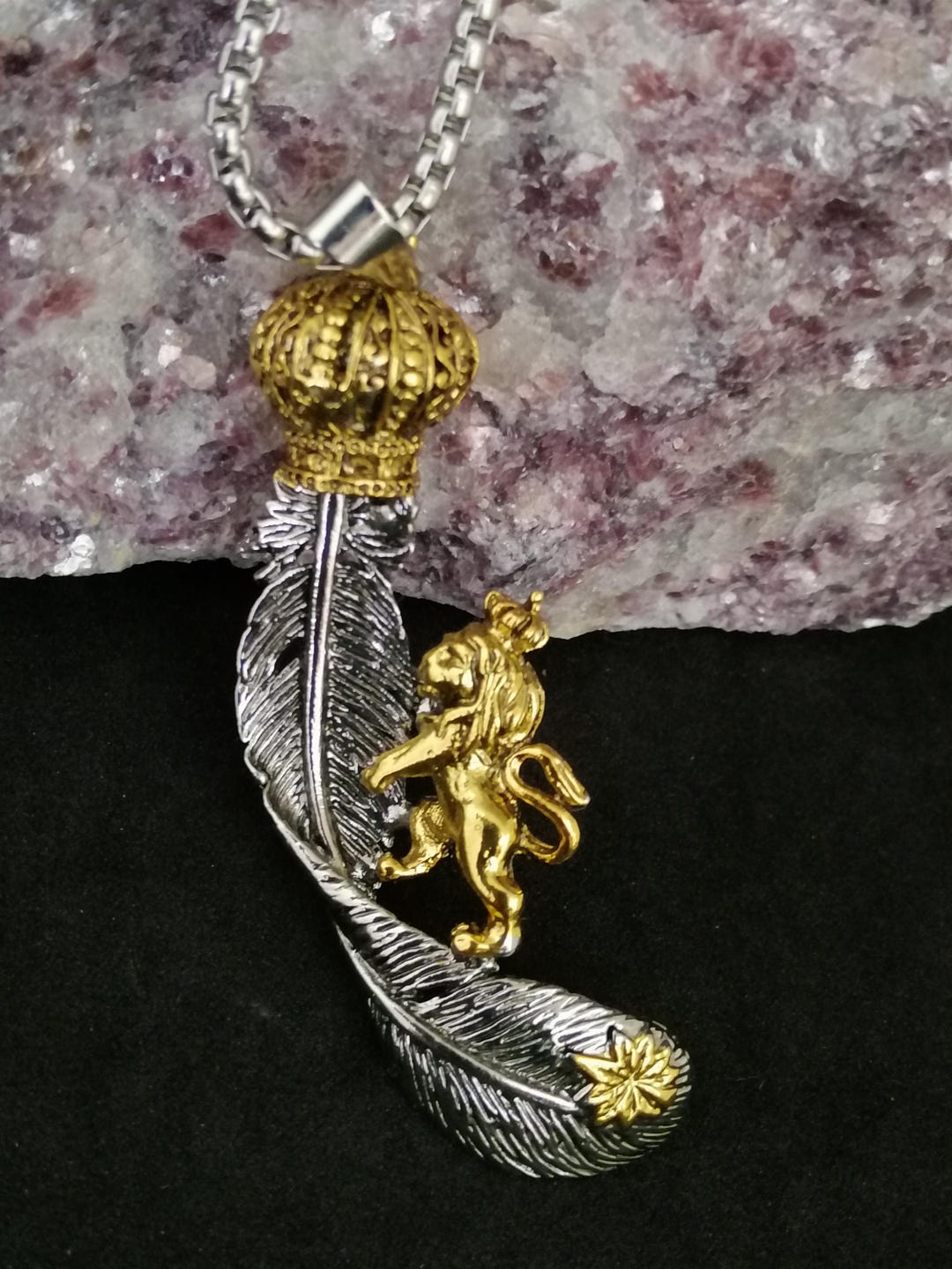 Crown Lion Necklace, Lion King Crown Necklace, Men's Necklace, Pendant ...