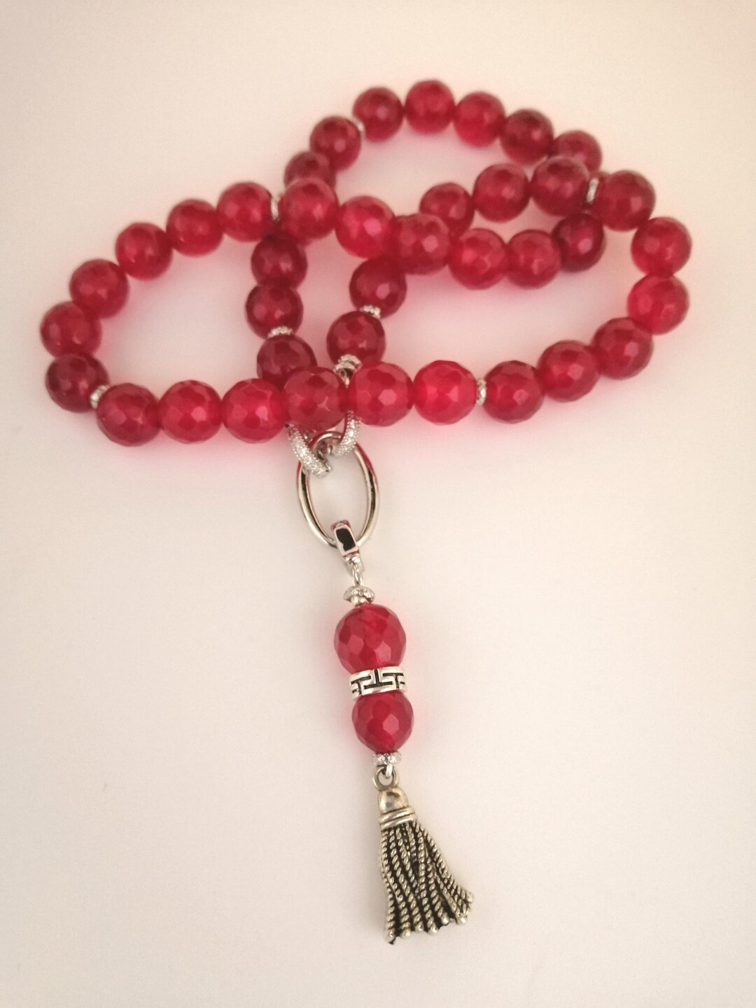 Ruby Statement Necklace, Ruby Beaded Necklace, Faceted Ruby Beads ...