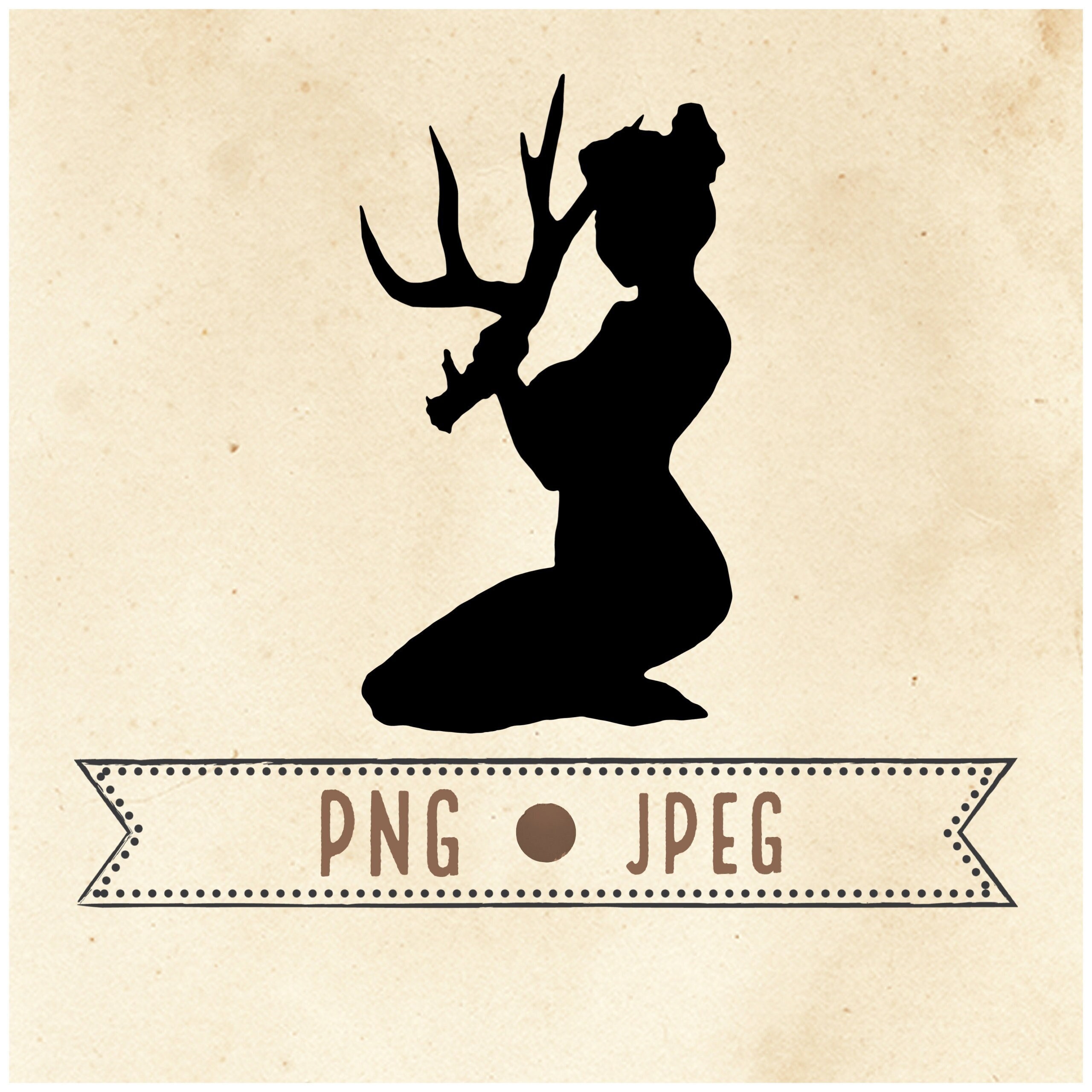 Digital Download Woman With Antler Silhouette Png Jpeg - Etsy