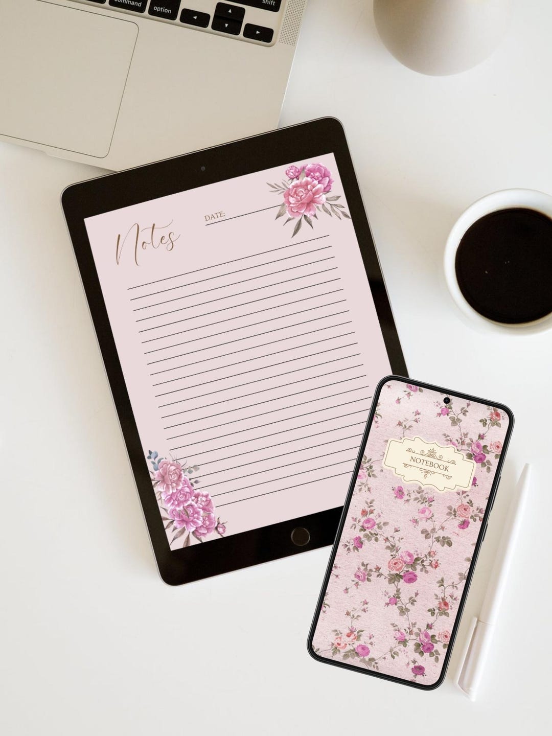 Vintage Floral Digital Notebook, Elegant Writing Journal - Etsy