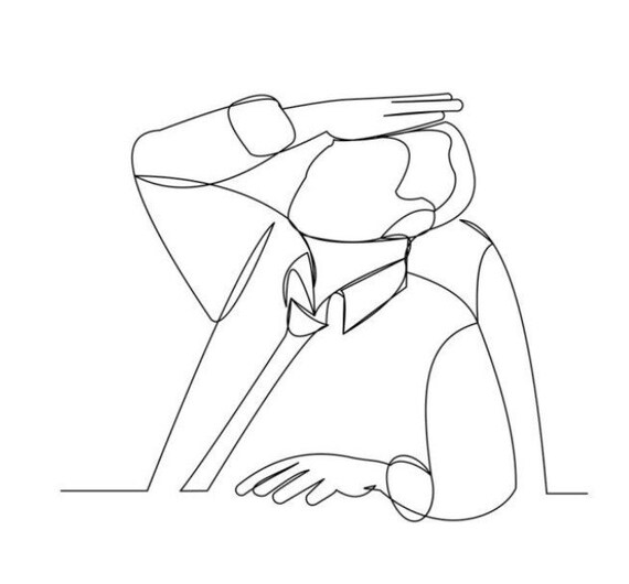 Continuous Line Drawing of Businessman in Depression. - Etsy