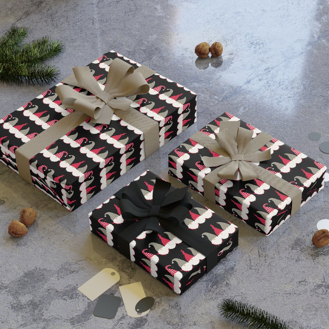 Cute Xmas Gnomes Wrapping Paper Gnome Truck Wrapping Gnome Gift Wrap ...