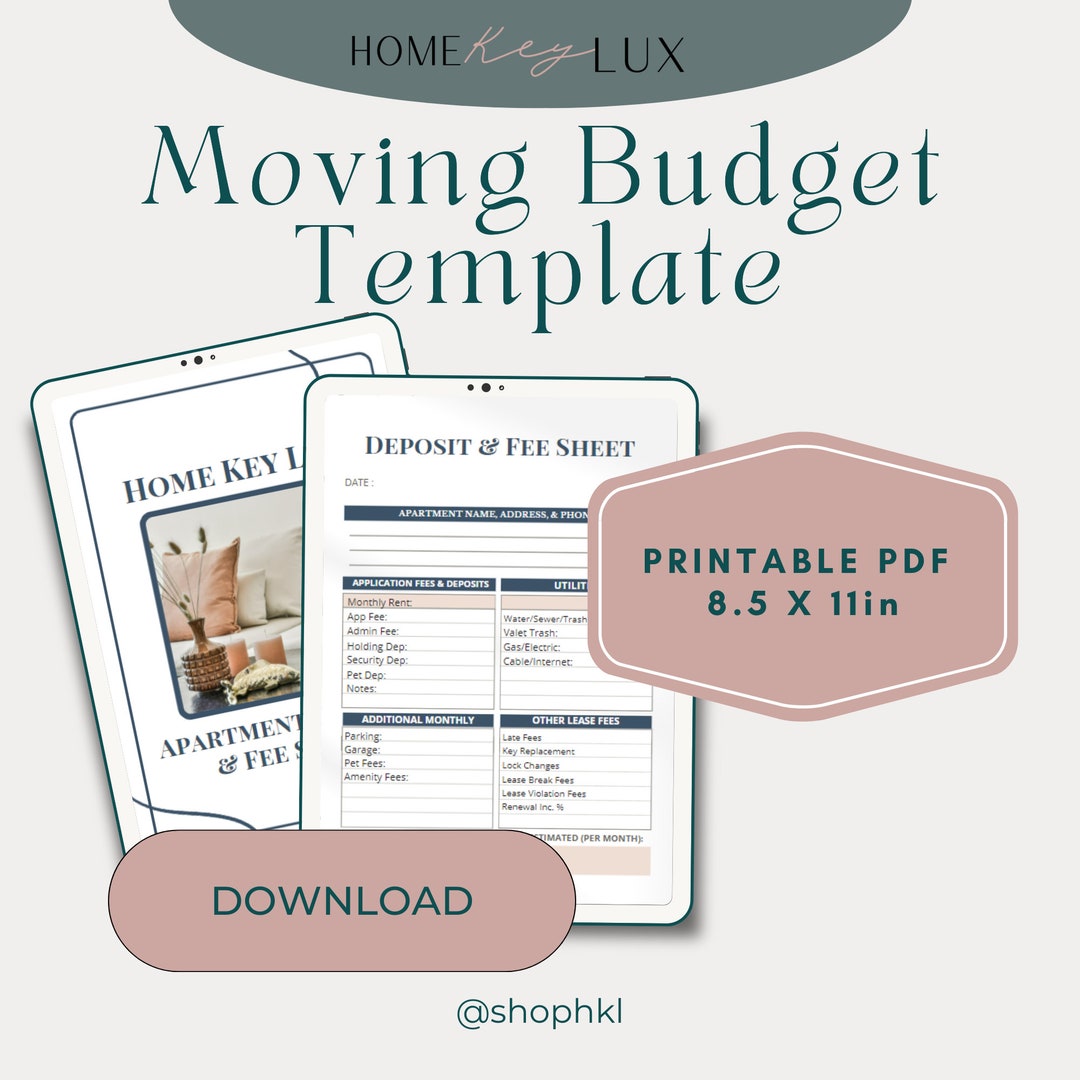 New Apartment Budget Sheet, Moving Planner Worksheet, Printable PDF ...