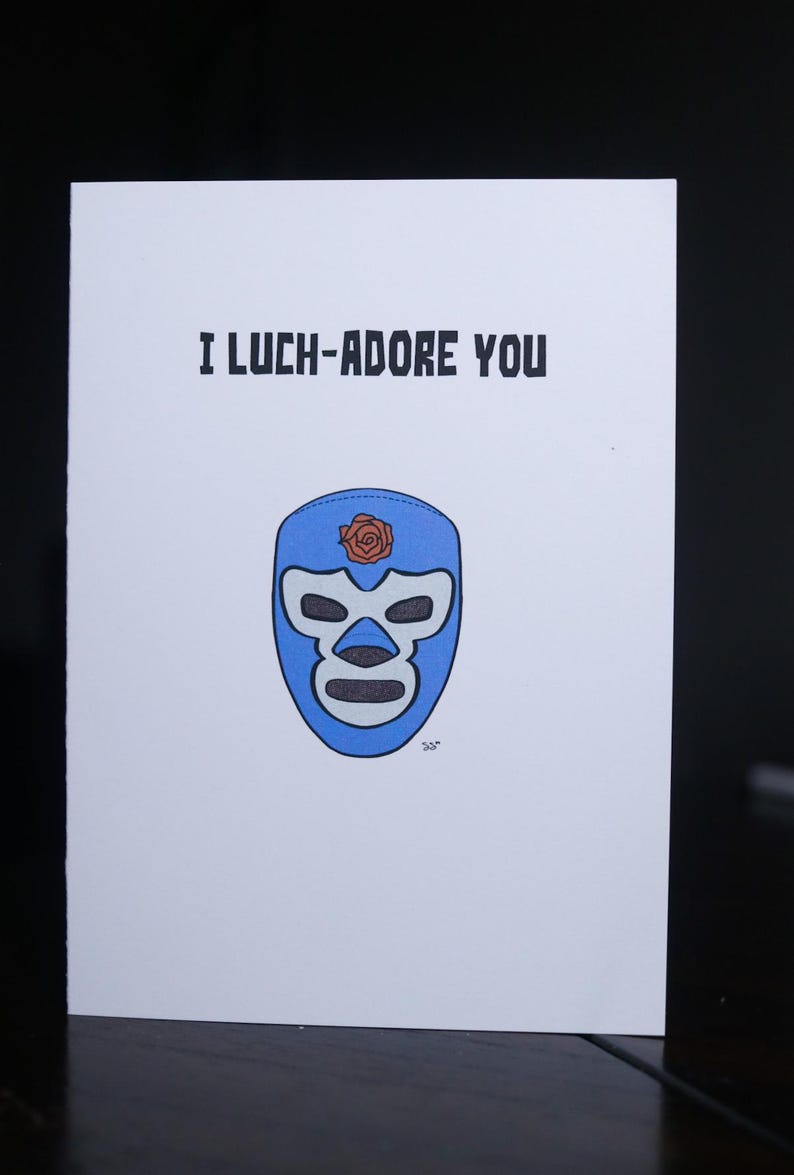 Luchador De Amor -greeting Card With Self Seal Envelope / Wrestling ...