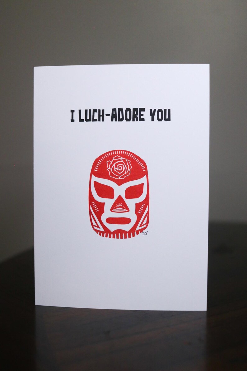 Luchador De Amor -greeting Card With Self Seal Envelope / Wrestling ...